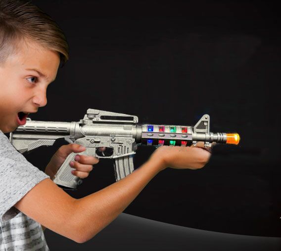Light up Spinning AK 47 Toy Gun Sound LED Flashing