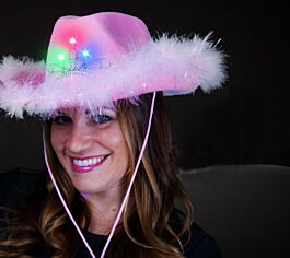 Light up Cowboy Hat | Feather Brim | Flashing | Cowgirl | Rodeo | LED