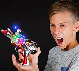 Flashing space gun with light up spinning ball and sound effects