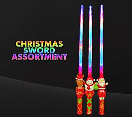 Light up Santa, Snowman, Reindeer Swords | Music | Holographic Print ...