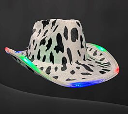 Light-Up Cow Print Cowboy Hat with LED Brim - Flashing, Blinking ...