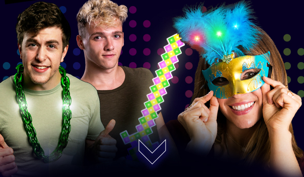Light up, Glow, LED & flashing Mardi Gras parade float throws
